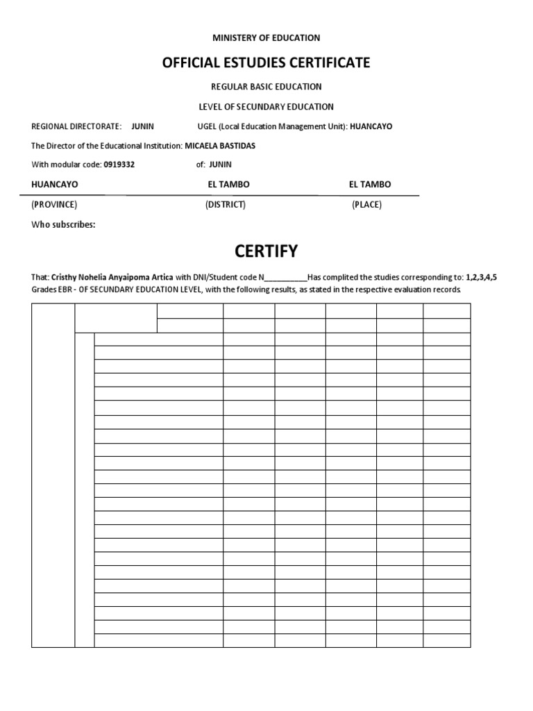 Certify: Official Estudies Certificate | PDF