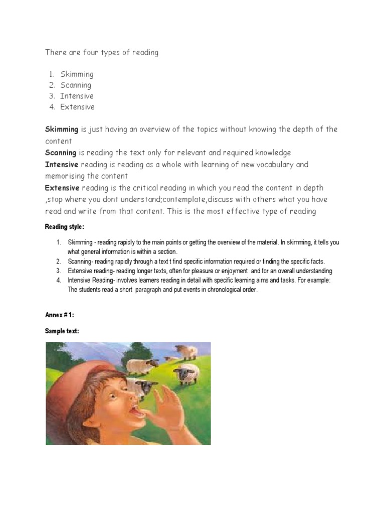 Four Types of Reading Skills Explained | PDF | Speed Reading | Sowing