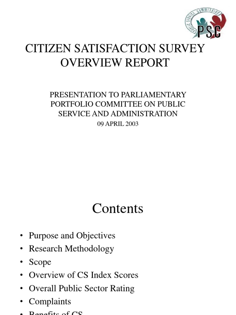 Citizen Satisfaction Survey Overview Report | PDF | Survey Methodology ...
