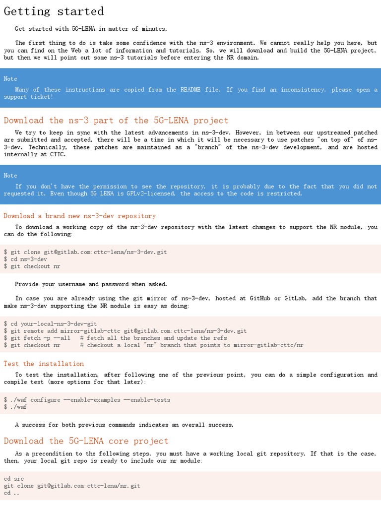 Getting Started - 5G-LENA Official Doxygen Documentation | PDF | Software Engineering | Computer ...