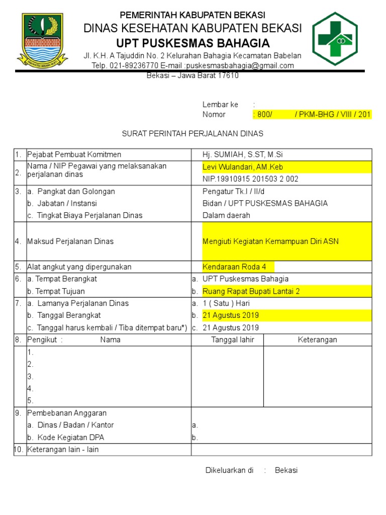 Aplikasi SPPD Dinas Fix 2019 - Rapat 1 Hari | PDF