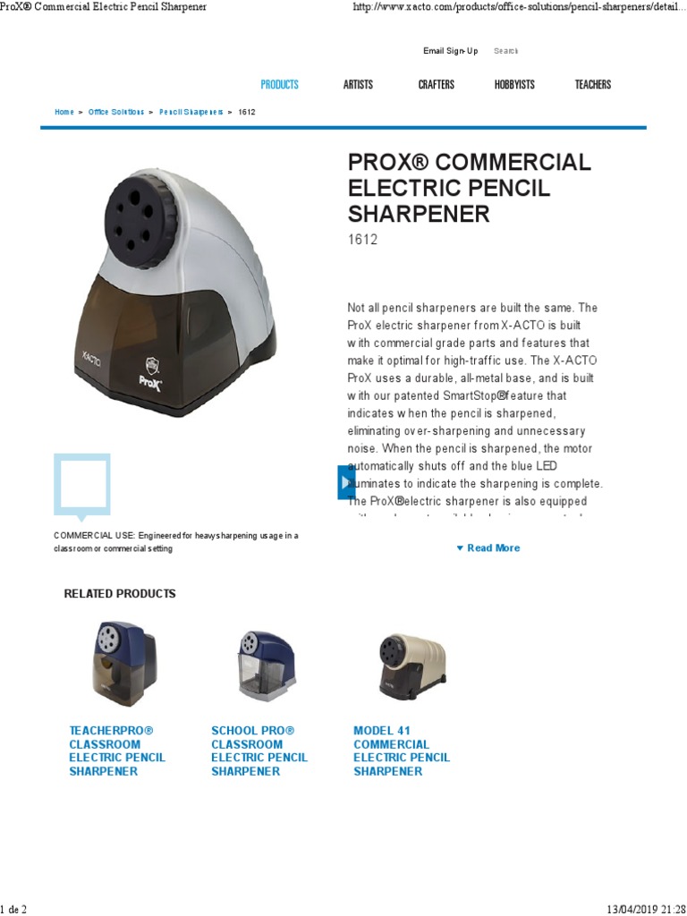 ProX® Commercial Electric Pencil Sharpener | PDF | Tools | Cutting