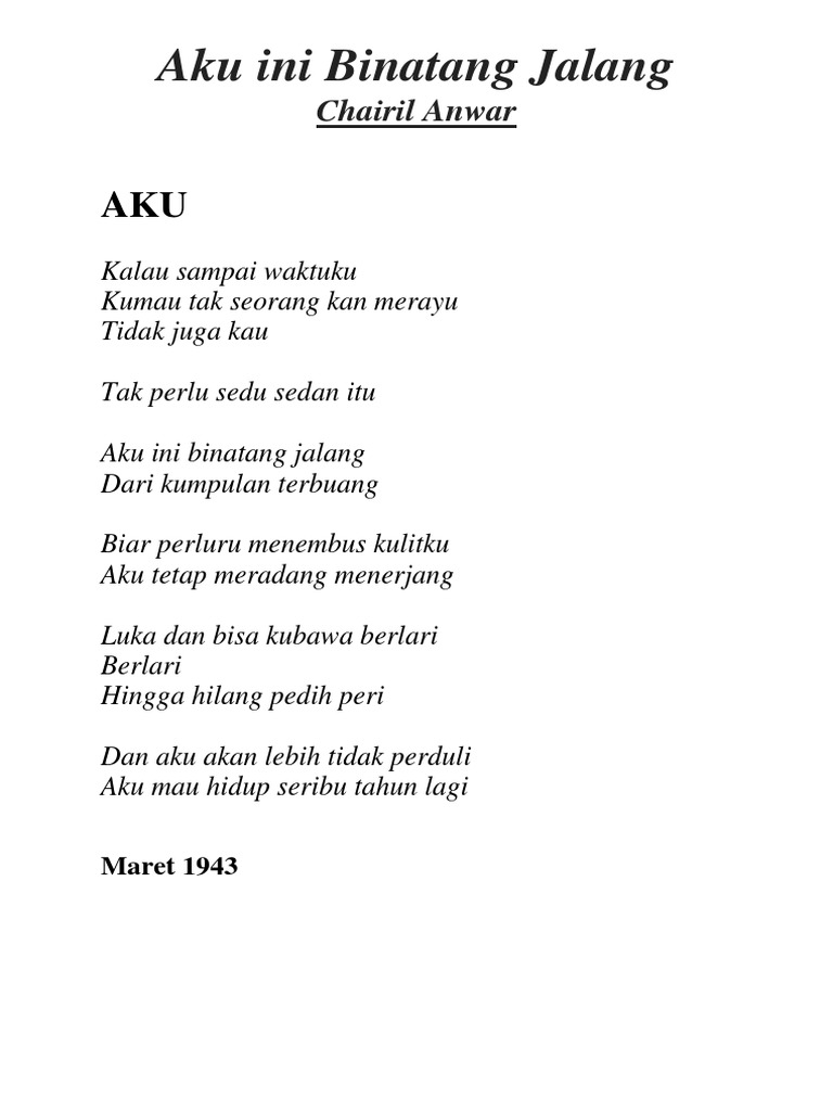 Aku Ini Binatang Jalang | PDF