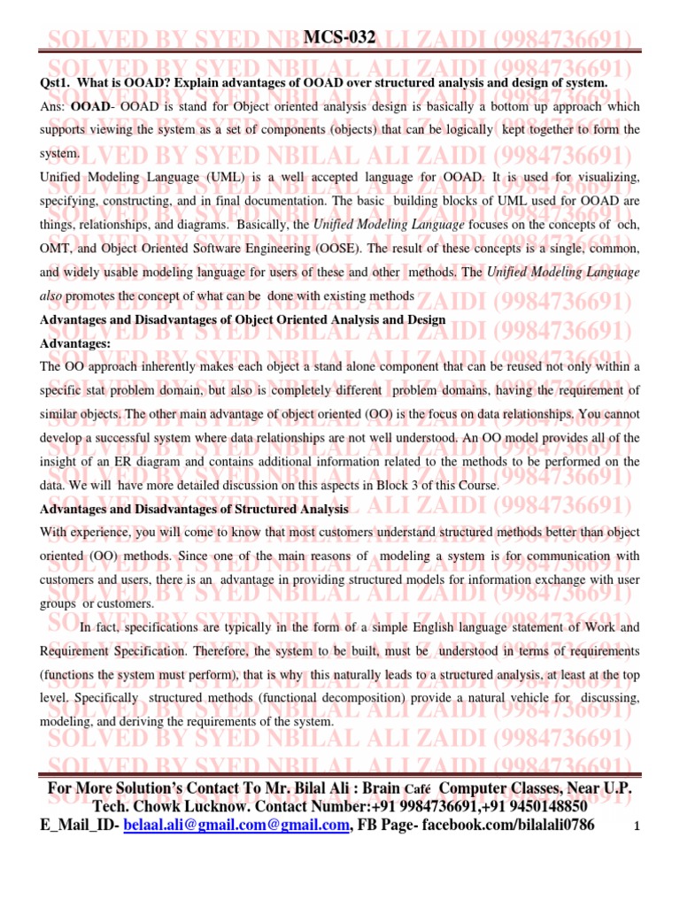 MCS-032 Solved Assignment | PDF | Inheritance (Object Oriented Programming) | Unified Modeling ...