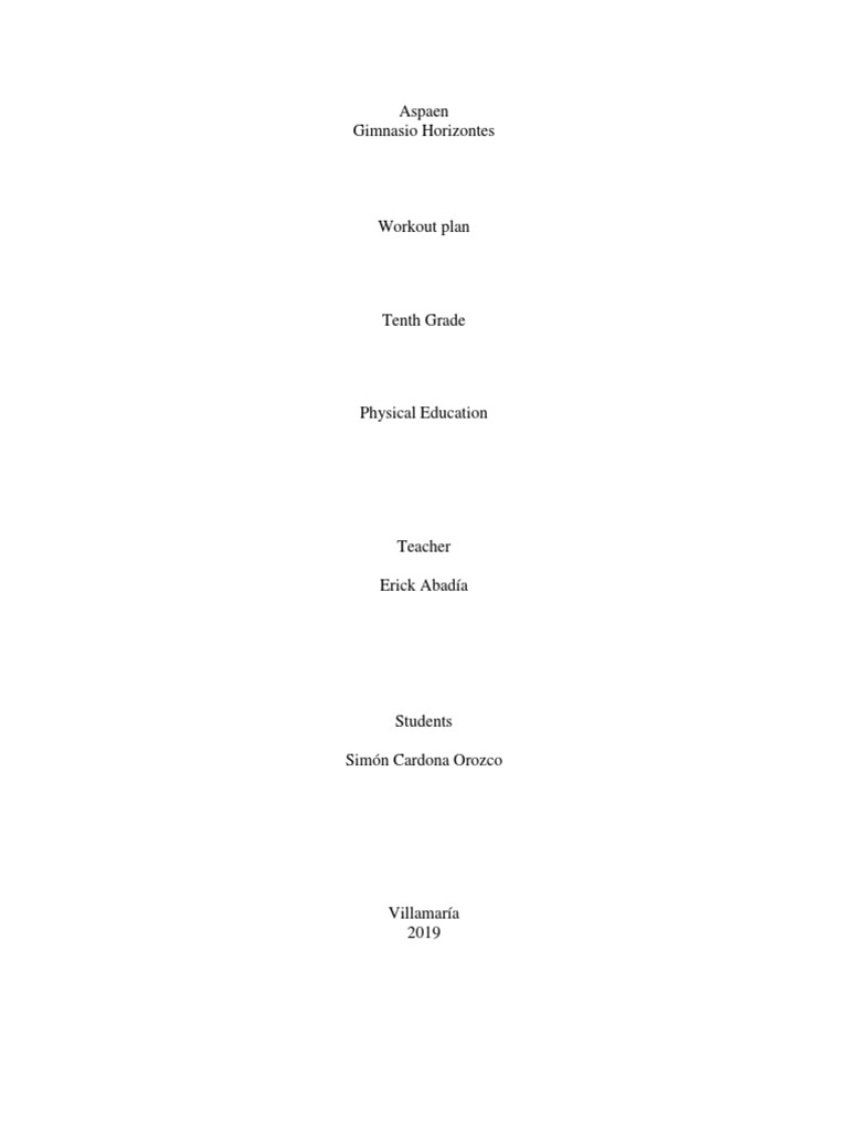 Tenth Grade Workout Plan for Muscle Development | PDF | Dance Science ...