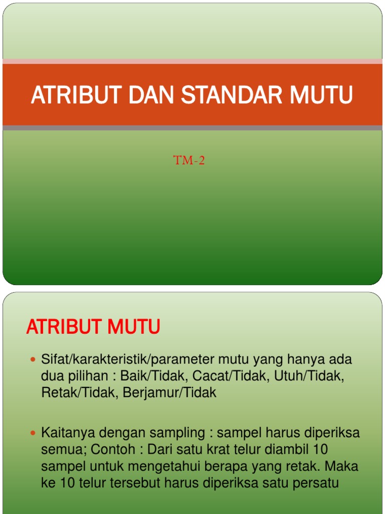 Atribut Dan Standar Mutu | PDF