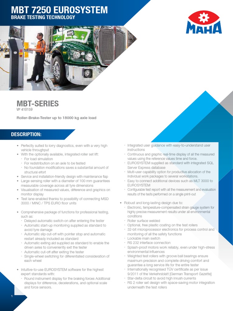 MBT 4000 Roller Brake Tester Overview | PDF | Computer Monitor | Radio ...