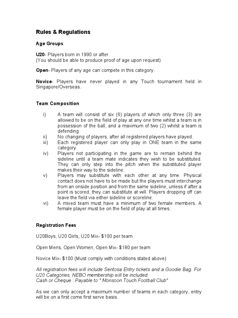 Rules and Regulations | PDF | Team Sports | Teams