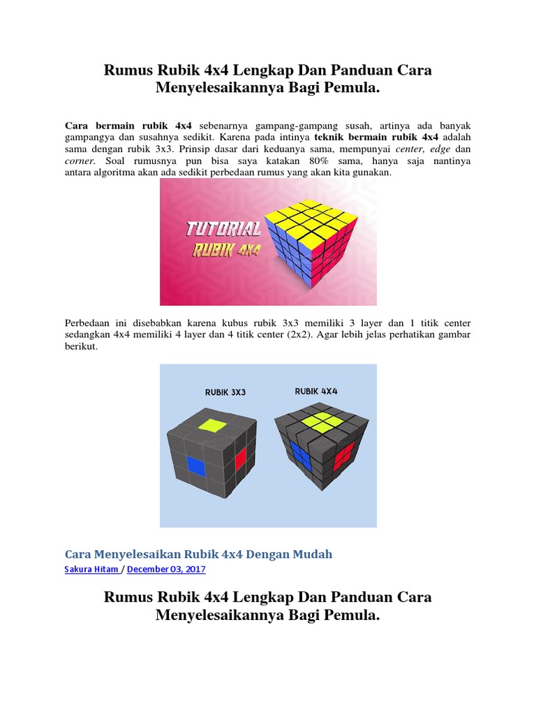 Rumus Rubik 4x4 Lengkap | PDF