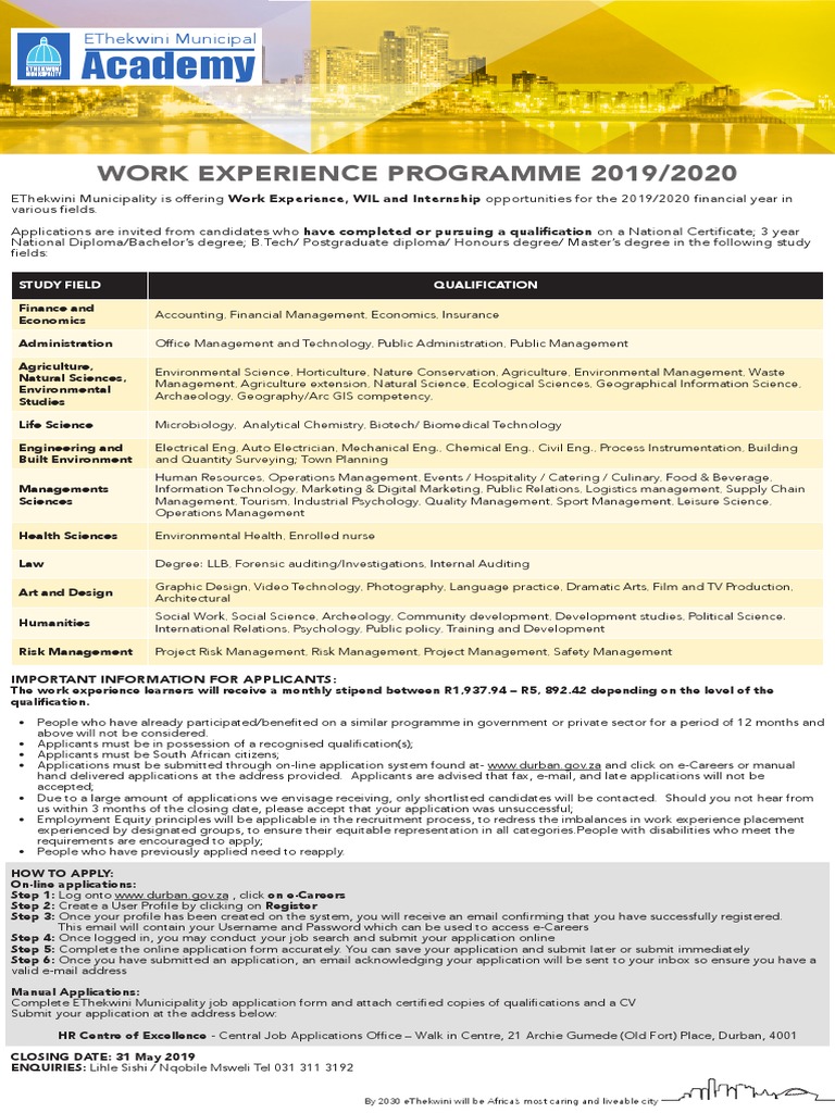 Work Experience Programme 201920 PDF | PDF | Academic Degree | Bachelor ...