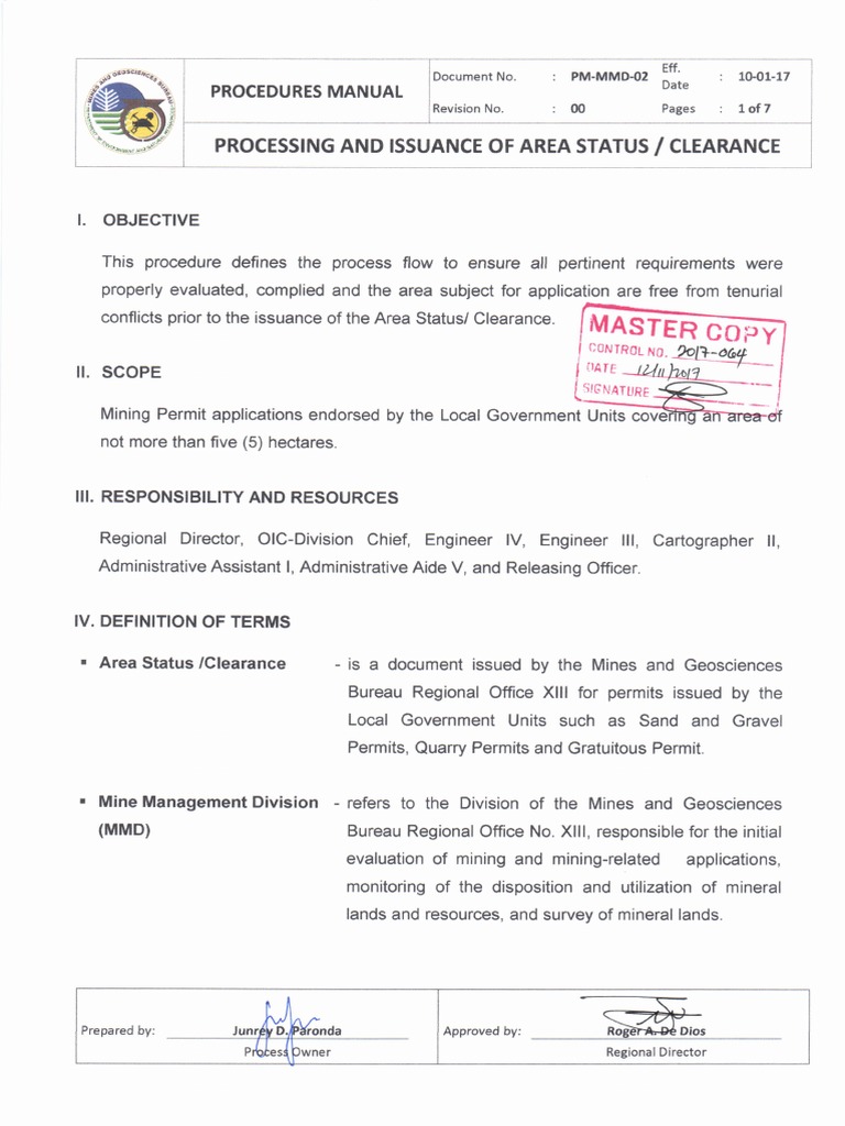 Area Status Clearance Procedures | PDF | Natural Materials | Nature