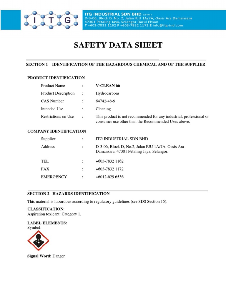 V-Clean 66 SDS | PDF | Firefighting | Toxicity