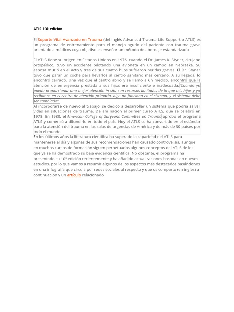 ATLS 10 Edición | PDF | Medicina | Especialidades Medicas