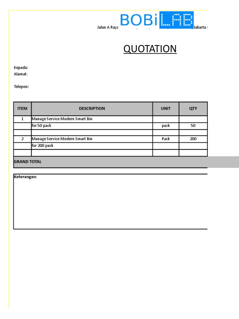 Quotation: Item Description Unit QTY | PDF
