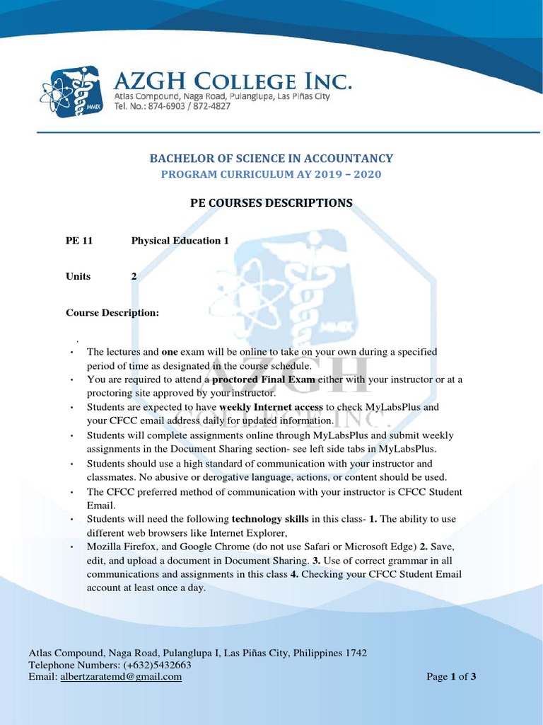 BS Accountancy curriculum 2019-2020 | PDF | Physical Education | Internet