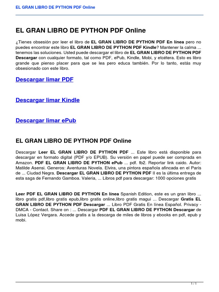 Introducción al libro electrónico 'El gran libro de Python PDF Online ...