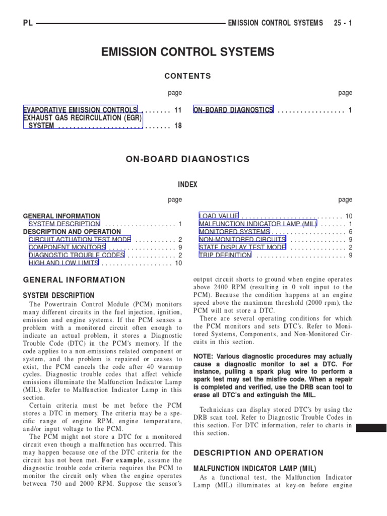 Emission Control Systems: On-Board Diagnostics | PDF | Throttle ...