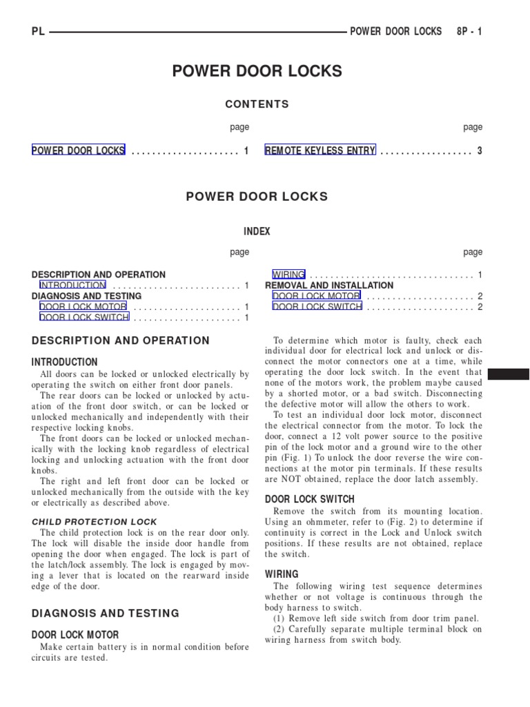 Power Door Locks | PDF | Electromagnetism | Electrical Engineering