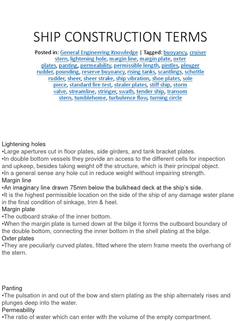 Ship Construction Terms: Posted In: - Tagged | PDF | Rudder | Ships