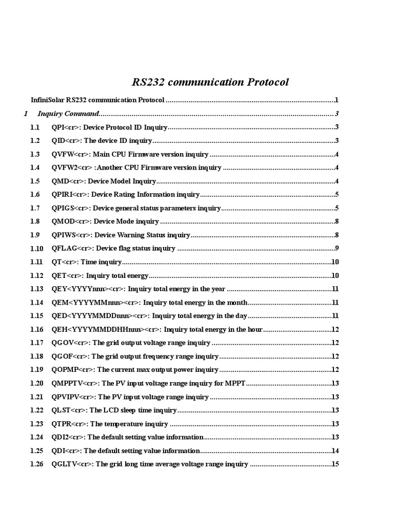 Rs232 Communication Protocol | PDF | Power Inverter | Direct Current