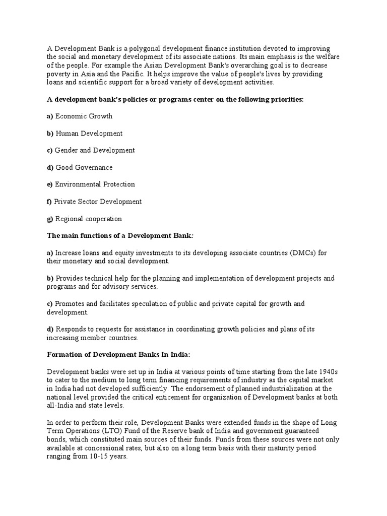 Understanding Development Banks in India | PDF | Banks | Loans