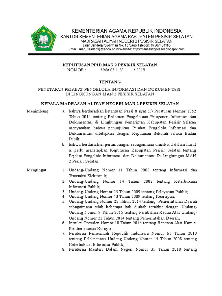 SK Ppid Sekolah | PDF