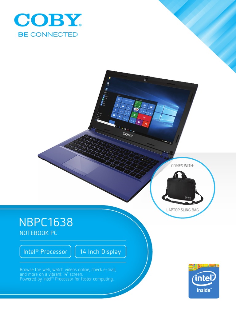 COBY NBPC1638 14 INCHES NOTEBOOK PC DATASHEET.pdf | Laptop | Usb