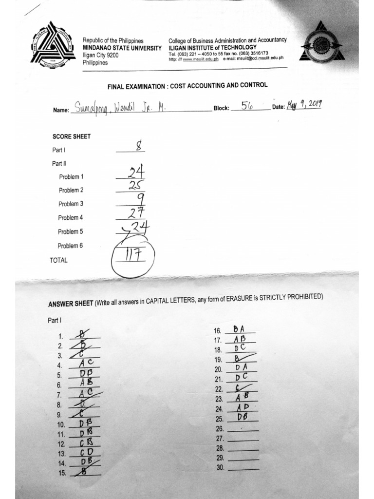Final Exam Answer Key | PDF