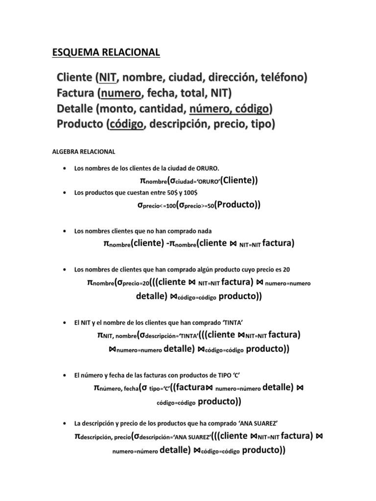 Consultas SQL y Álgebra Relacional Avanzadas | PDF | SQL | Modelo ...