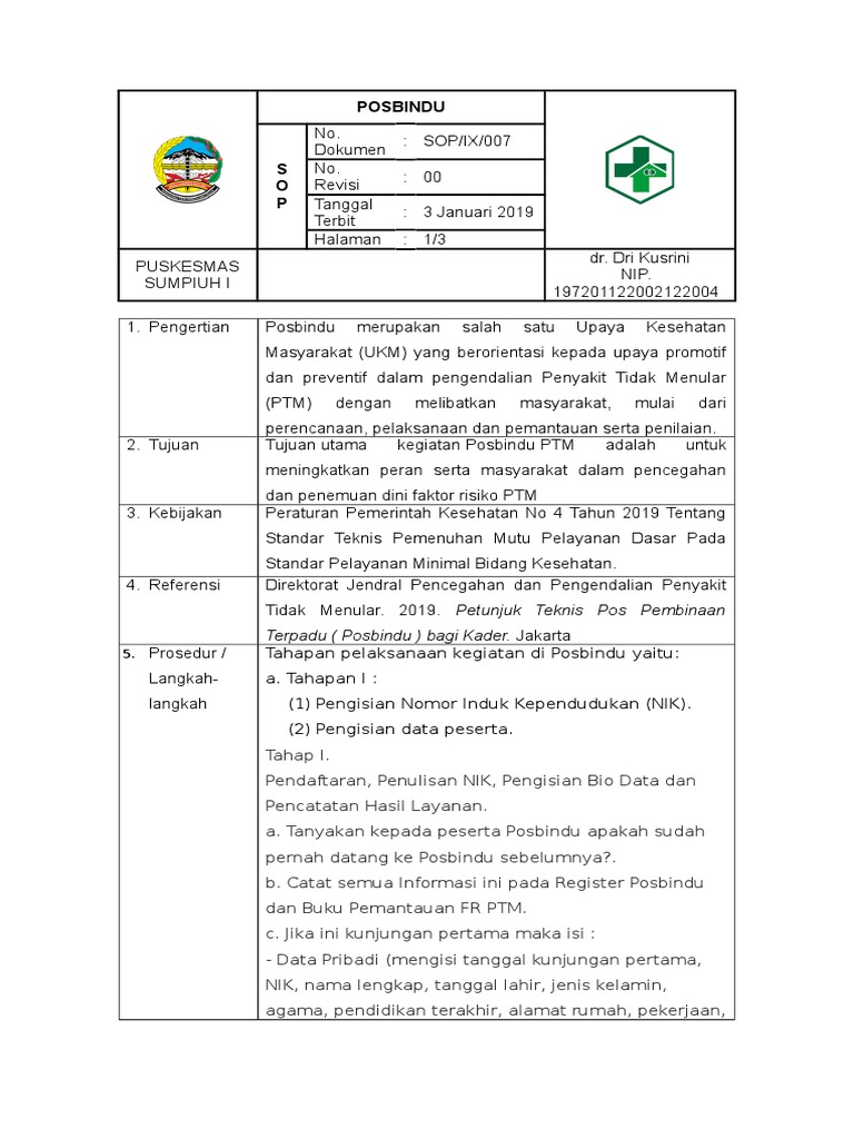 Sop Posbindu | PDF