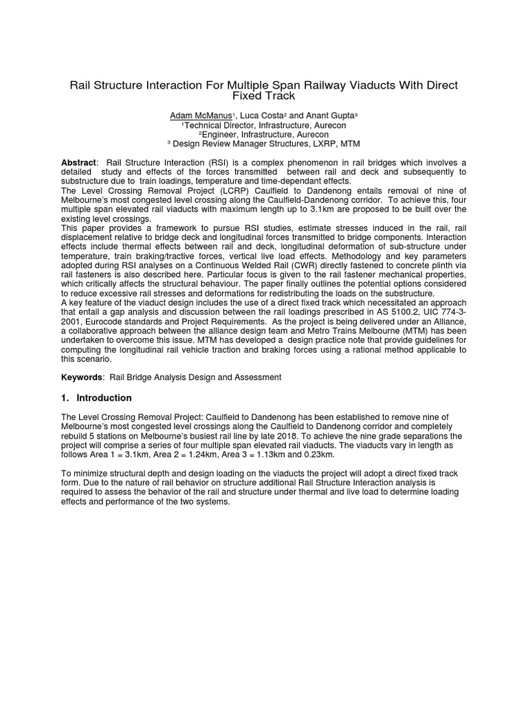 Rail Structure Interaction For Multiple Span Railway Viaducts With ...
