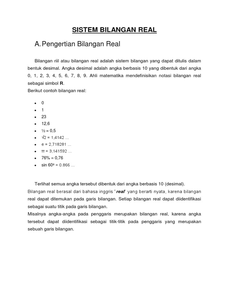 Sistem Bilangan Real 1 | PDF