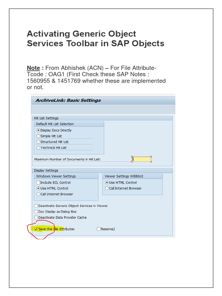Activating Generic Object Services Gos Toolbar In Sap Objects Parameter Computer 8869