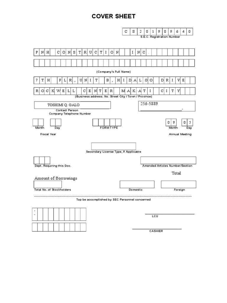 Cover Sheet | PDF | Government Information | Government