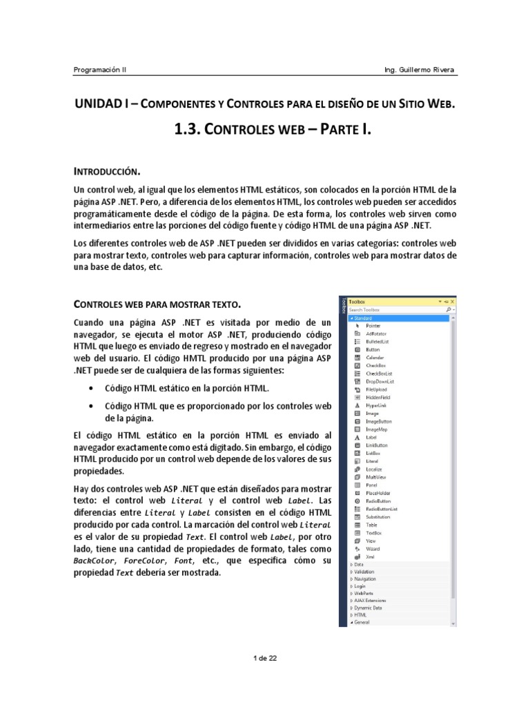 Controles Web en ASP.NET | PDF | HTML | Servidor web