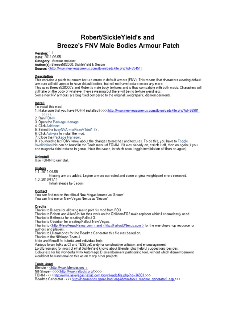 Readme - bzsyNVArmorFixesV1dot1 | PDF | Software | Computing