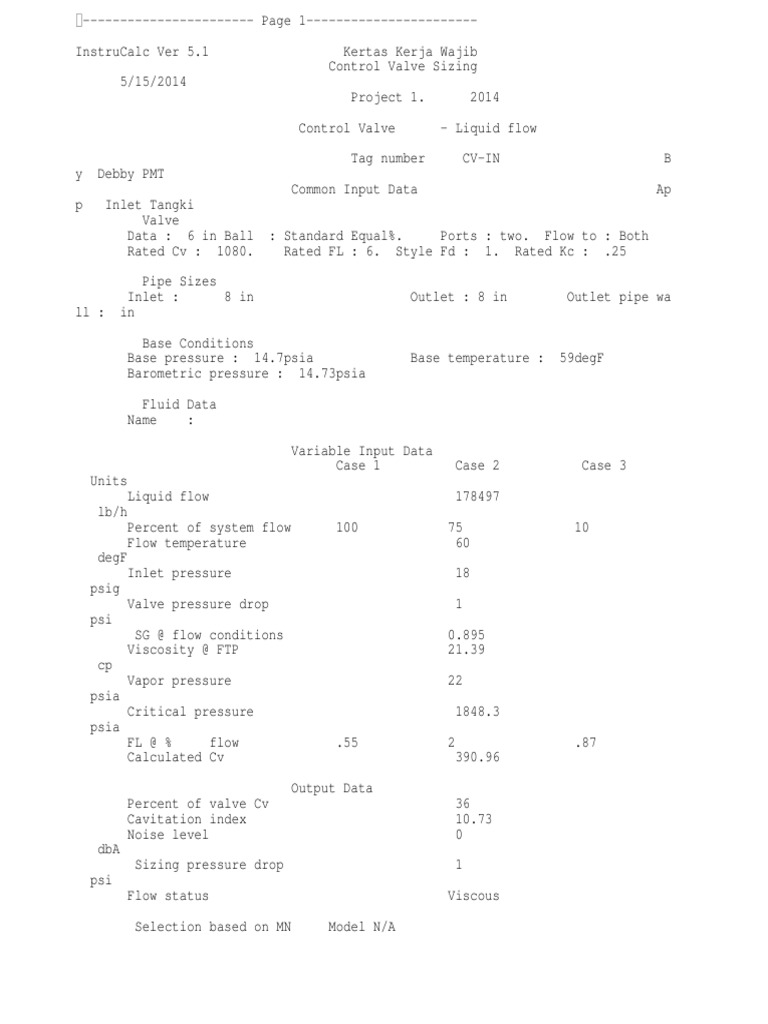 Control Valve Sizing with InstruCalc | PDF