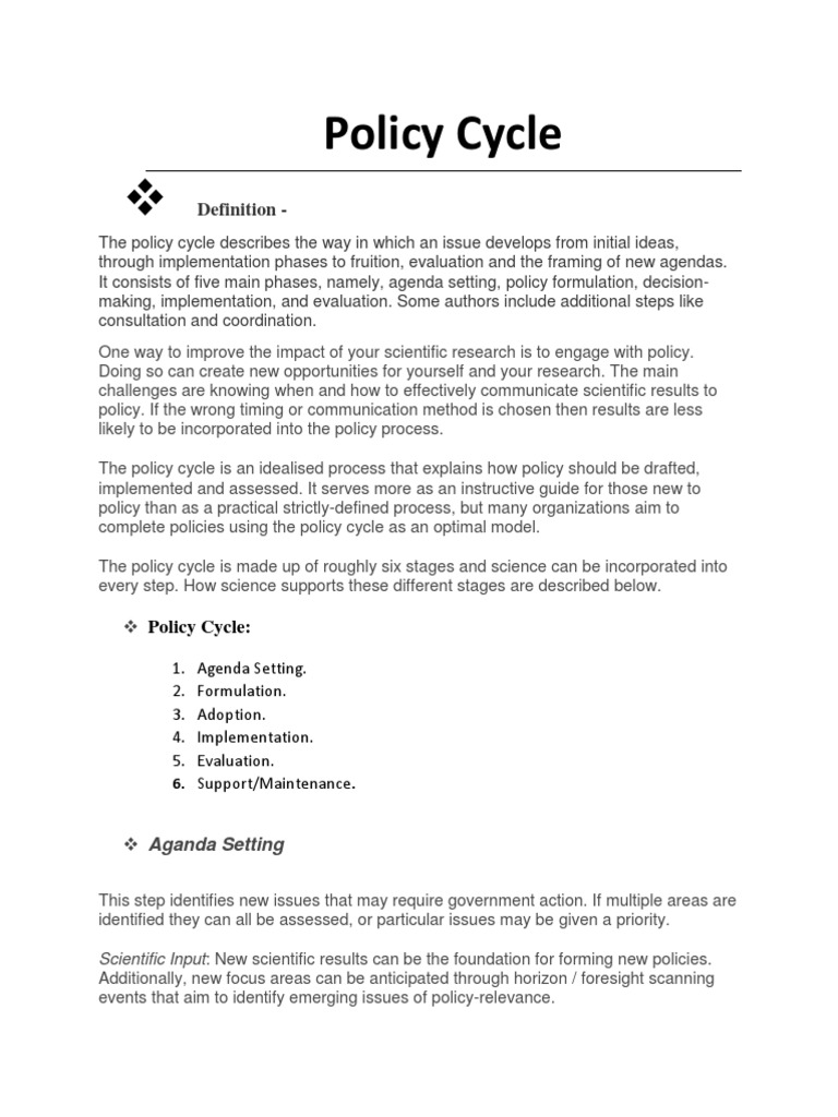 Policy Cycle | PDF | Policy | Scientific Method