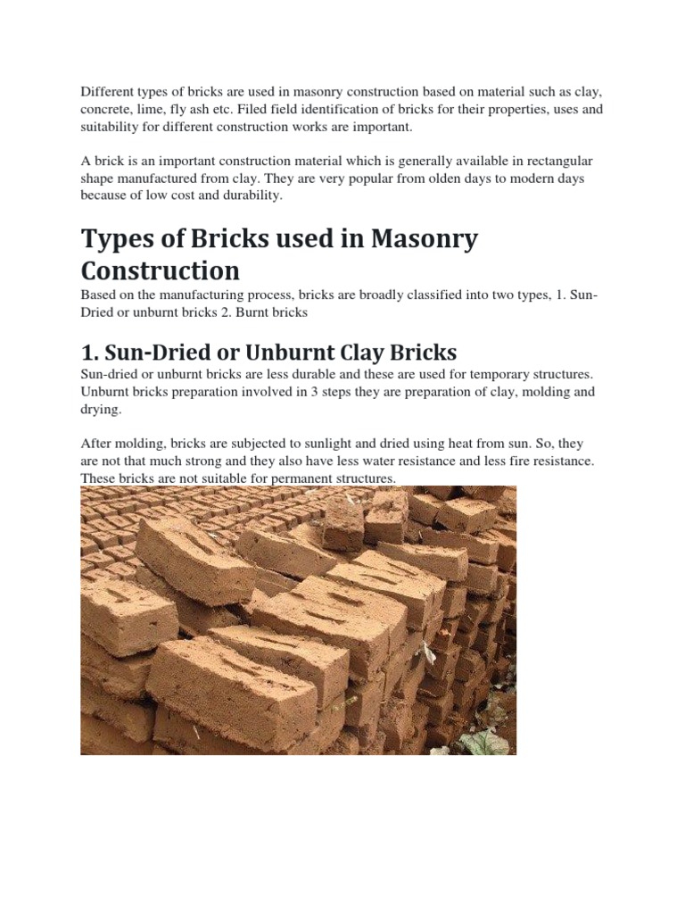 Different Characteristics of Bricks | PDF