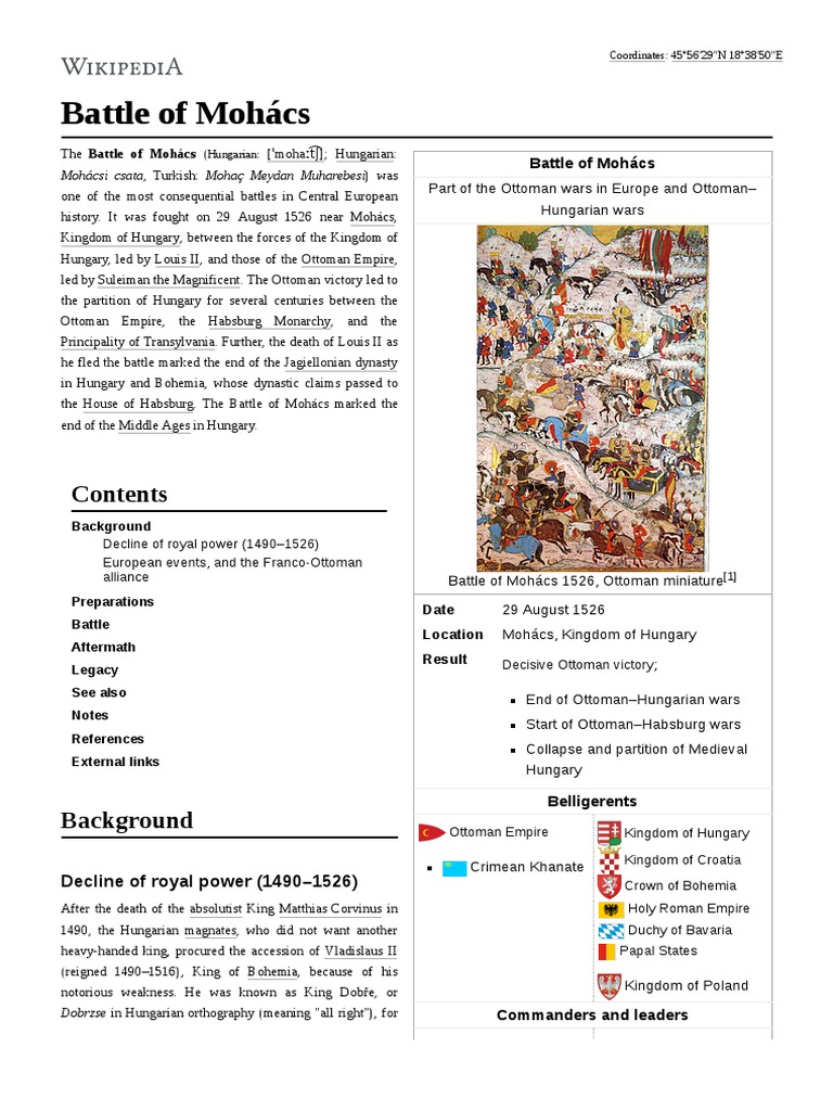 Battle of Mohács | PDF | Military | Armed Conflict