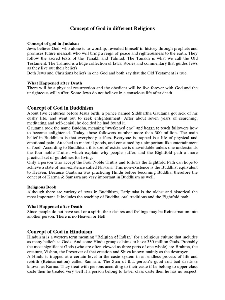 Concept of God in Different Religions | PDF | Reincarnation | Gautama ...
