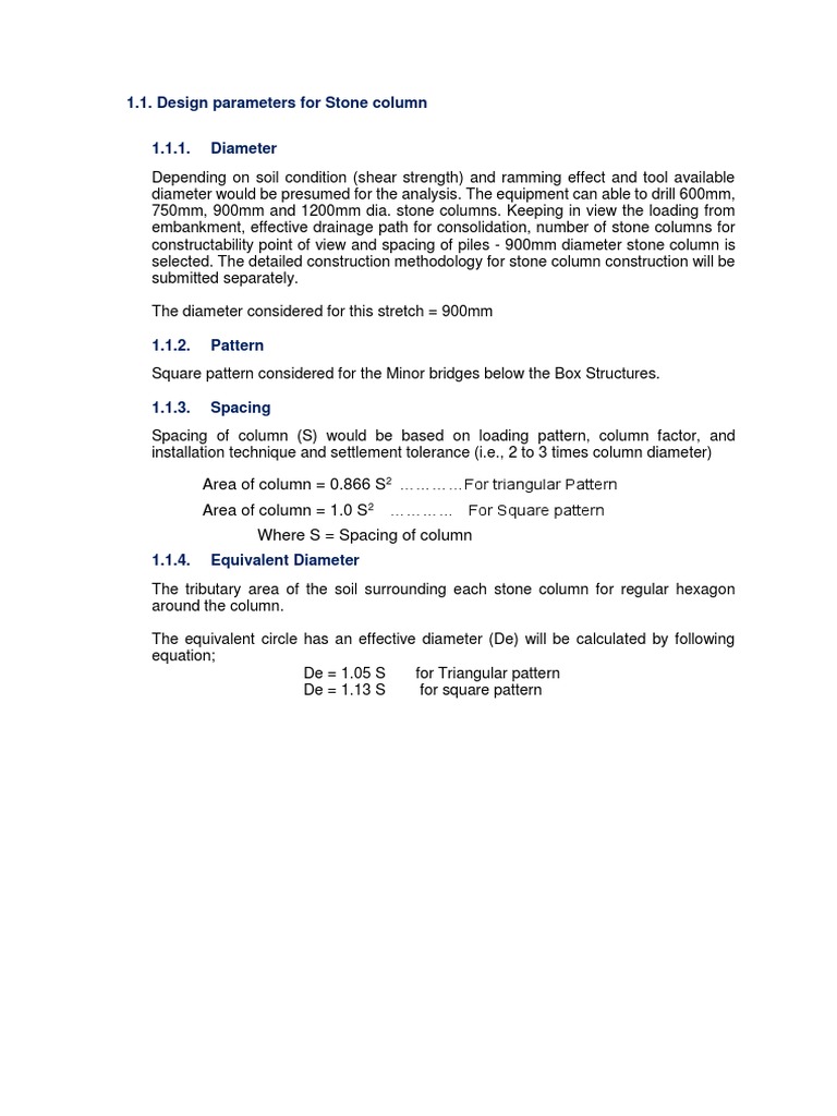 Design Parameters For Stone Column | PDF | Classical Mechanics ...