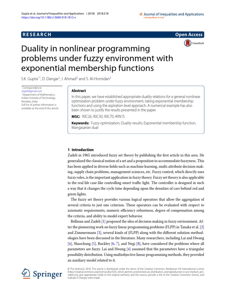 Duality In Nonlinear Programming Problems Under Fuzzy Environment With Exponential Membership