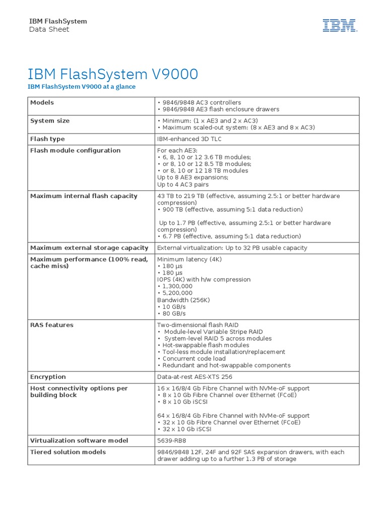 IBM FlashSystem V9000 at A Glance | PDF | Flash Memory | Computer Data