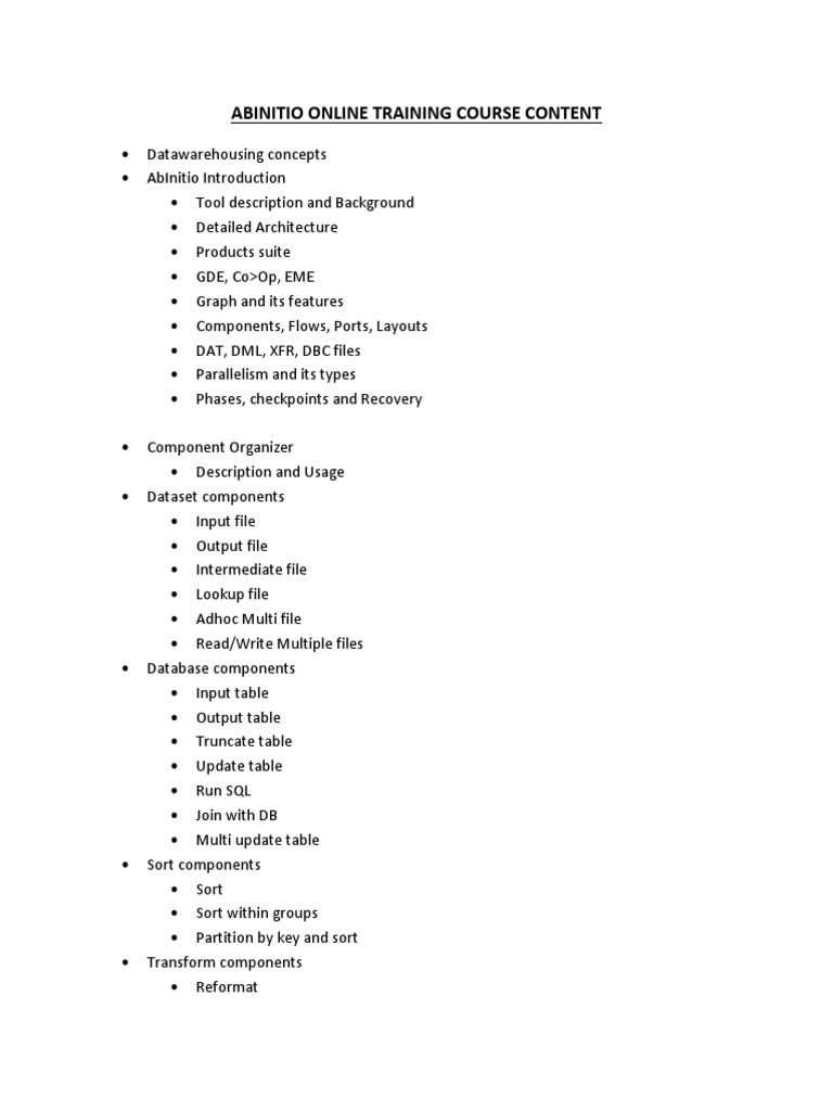 AbInitio Online Training Course Content | PDF | File Transfer Protocol | Parameter (Computer ...
