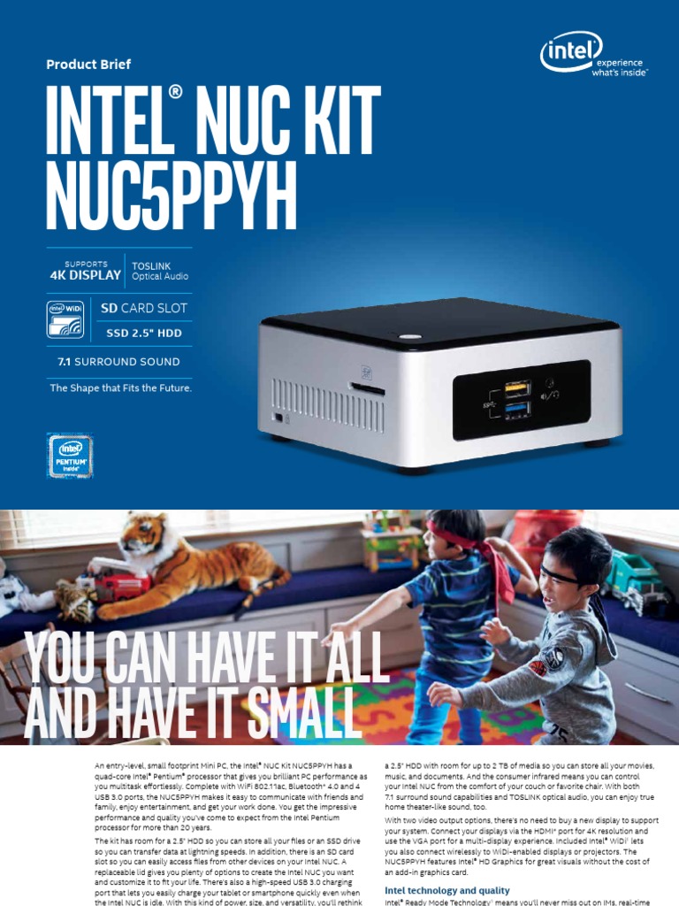 Intel Nuc Kit Nuc5Ppyh: Product Brief | PDF | Intel | Usb