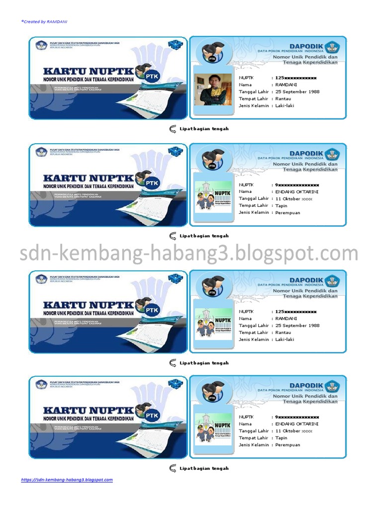 Contoh Cetak Kartu NUPTK Manual+Cover Muka | PDF