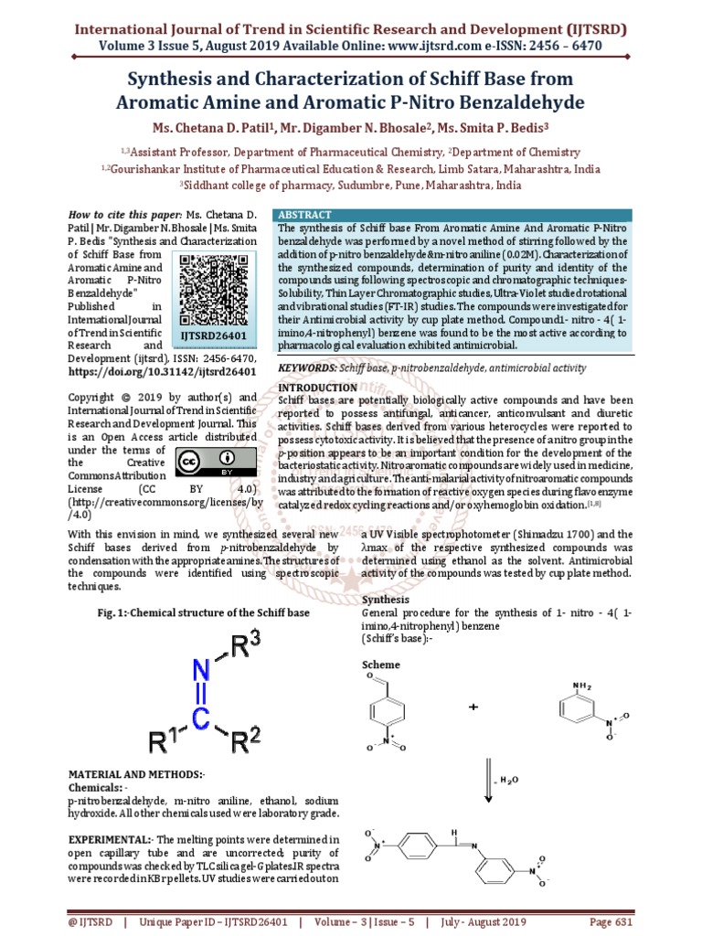 Synthesis and Characterization of Schiff Base From Aromatic Amine and ...