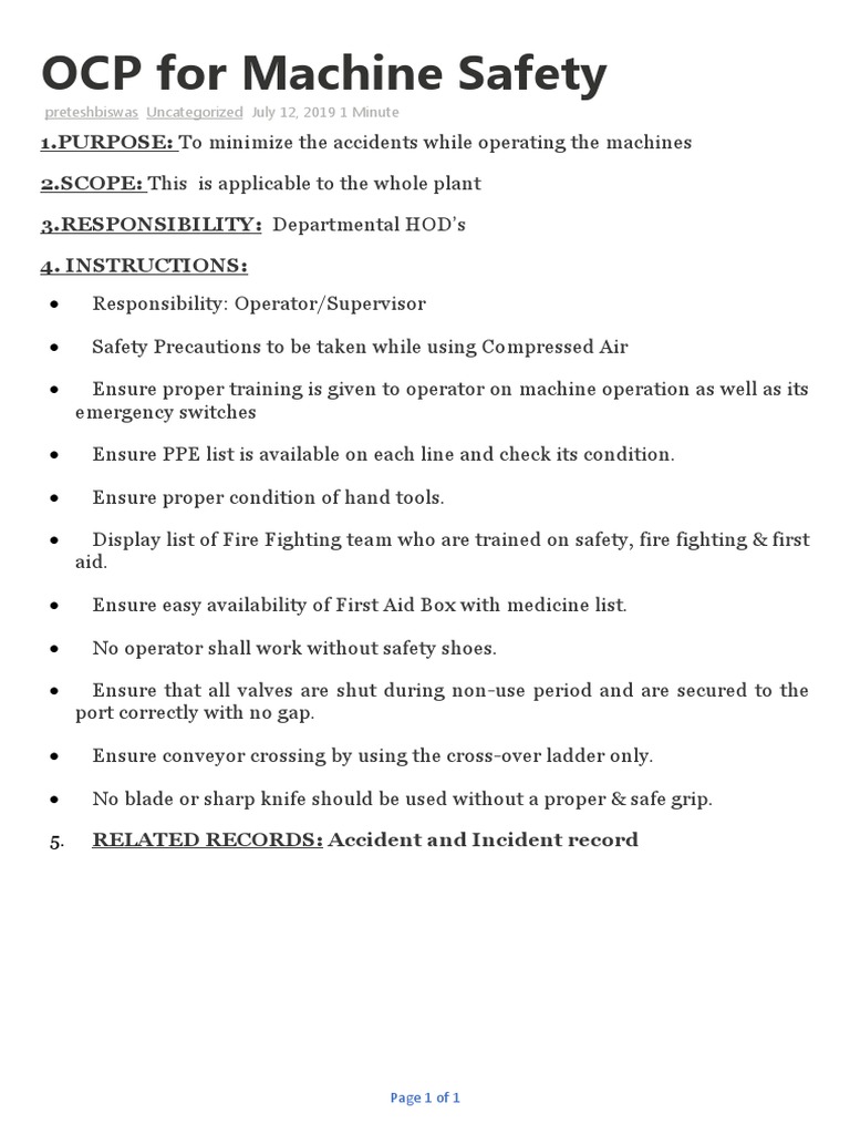 OCP For Machine Safety | PDF