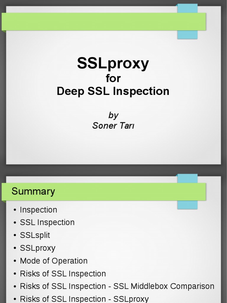 Sslproxy: For Deep SSL Inspection | PDF | Transport Layer Security ...